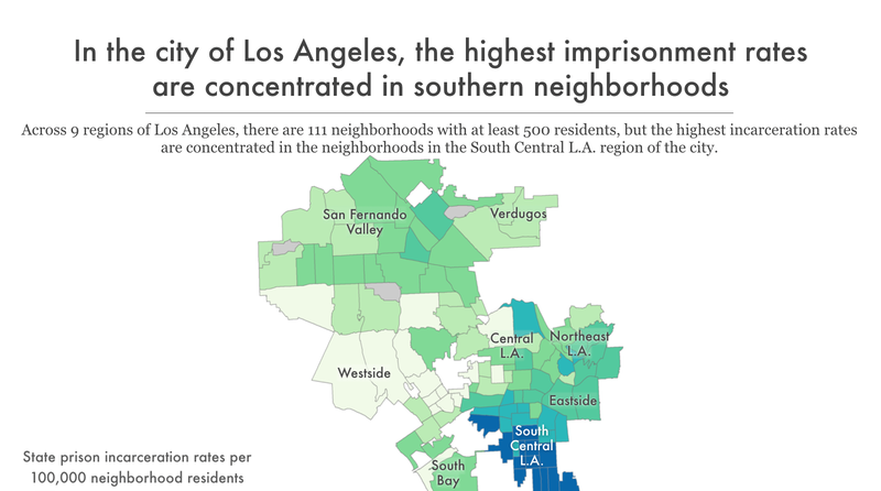In the city of Los Angeles, the highest imprisonment rates... | Prison ...