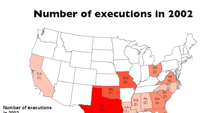 Number of executions per state, 2002 | Prison Policy Initiative