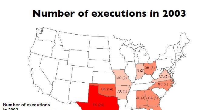 Number of executions per state, 2003 | Prison Policy Initiative