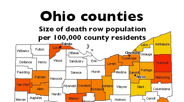 Ohio death row population by county per 100,000 county... | Prison ...