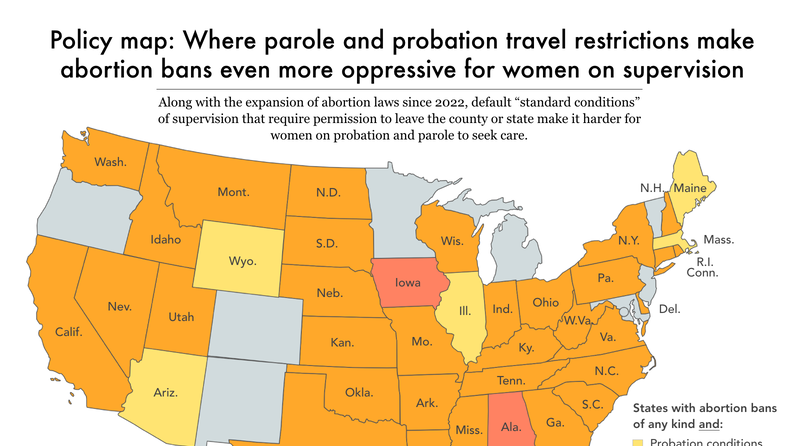 Policy map: Where parole and probation travel restrictions... | Prison Policy Initiative